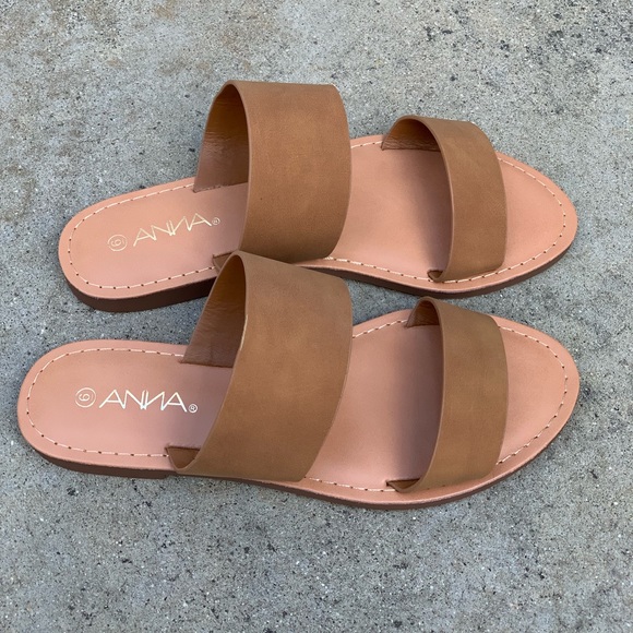 Anna | Shoes | Anna Double Strap Slip On Sandal Flip Flop Tan | Poshmark